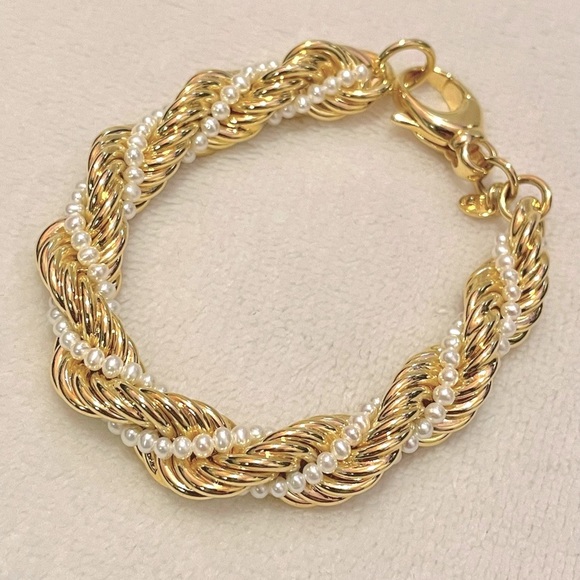 Honora | Jewelry | Honora Bronze Italy Twisted Rope Gold Pearl Bracelet ...